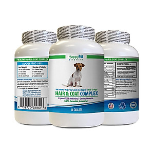 HAPPY PET VITAMINS LLC Dog Immune Supplements - Dog Hair and Coat Health Complex - Healthy Skin and Nails - Itch Relief - Powerful - Vitamin c for Dogs Pills - 60 Treats (1 Bottle)