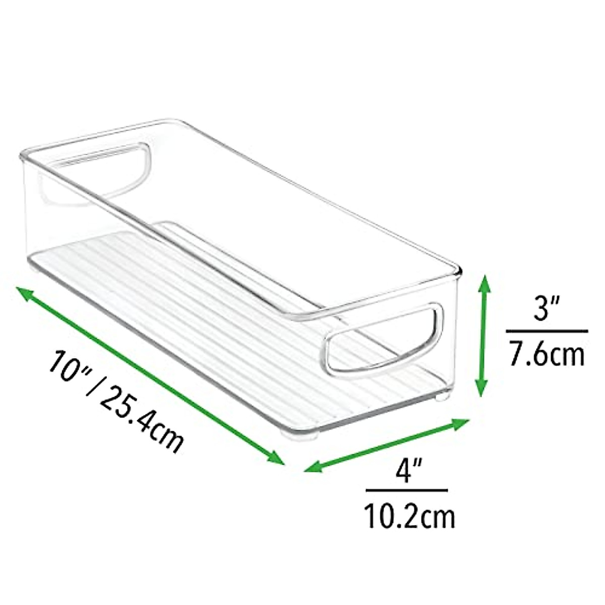 mDesign Plastic Stackable Small Organizing Bin Kitchen Pantry Cabinet, Refrigerator, Freezer Food Organization Storage Bins with Handles, Drawer Container Organizer, Ligne Collection, Clear