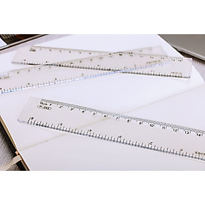 6 Inches Plastic Straight Hard Ruler 4 Pack Viaky See Through Flexible Ruler with Inches and Metric Measuring Tool for Student School Office, Clear