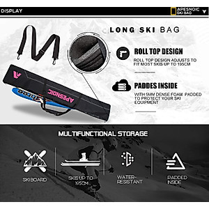 AIRTTUZ Padded Two-Piece Ski and Boot Bag Combo Water-Resistant Ski Boot Travel Bag Fit Skis Up to 200 cm & Boots Size 13 With 5mm Foam Ski Gear Bag.