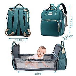 Jeryswet Diaper Bag with Changing Station, Baby Bag, Diaper Bag Backpack, Baby Bag with Built-in USB Charging Port and Stroller Straps Large Capacity Waterproof, Green