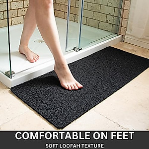 ENKOSI Loofah Bathtub Mat Non Slip - Shower Mat Non Slip - Anti Slip Bath Mats for Tub - Bath Mats for Bathroom Tub - Shower Floor Mat - Bathtub Floor Mat - Extra Large Shower Mat (Black 40x16)