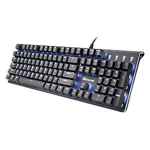 i-rocks K75M Illuminated Mechanical Keyboard, 104 Keys, PBT Keycaps, Backlit LED Light and Shortcut Keys - Programmable Light & Macro Recorder (Cherry MX Brown Switch, White)