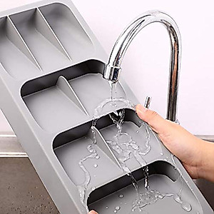 JMSWENJUAN Kitchen Drawer Organizer Tray - Expandable Cutlery Organizer for Flatware Silverware Gadgets