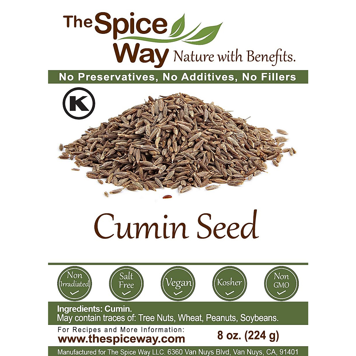The Spice Way Cumin Seeds - whole cumin seed 8 oz resealable bag