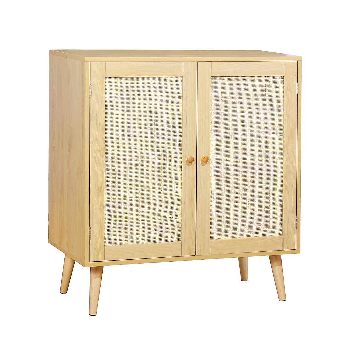 EOYUTLLY Sideboard Buffet Cabinet, Kitchen Buffet Storage Cabinet with Rattan Doors, Accent Cabinet with Adjustable Shelves for Hallway,Kitchen,Living Room, 31.5 x 15.7 x 35 Natural, Assemble Easily