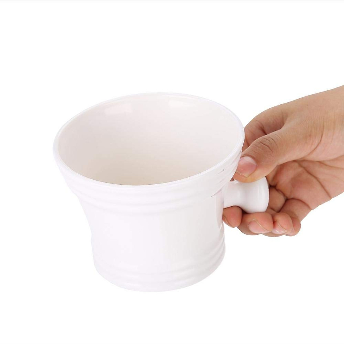 2 Colors Plastic Shaving Soap Bowl Foam Shaving Soap Cream Bowl with little handle Shaving Bowl for Men, Traditional Wet Shaving Factory Shaving Mug (White)