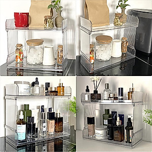 Rusnugic Bathroom Organizer Countertop, Counter Organizer for Bathroom - 2 Tier Sink Organizer Shelf for Vanity Counter Storage, Skincare lotion Perfume Makeup Dresser Countertop Organizer