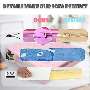 Kids Couch Sofa Toddler Modular Couch for Bedroom Playroom, Fold Out Couch Sofa Set for Imaginative Boy Girl, Convertible Toddler Couch with Washable Covers