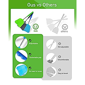 Wapodeai 3 pcs Fly Swatter, Fly Swatter Plastic,Telescopic Fly Swatters, Large Bug Swatter That Work for Indoor and Outdoor. (Black Blue Green)