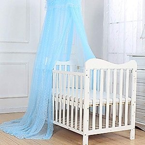 Cdycam Baby Infant Toddler Bed Dome Cots Mosquito Netting Hanging Bed Net Mosquito Bar Frame Palace-Style Crib Bedding Set (Blue Mosquito Netting Only, Without Stand)