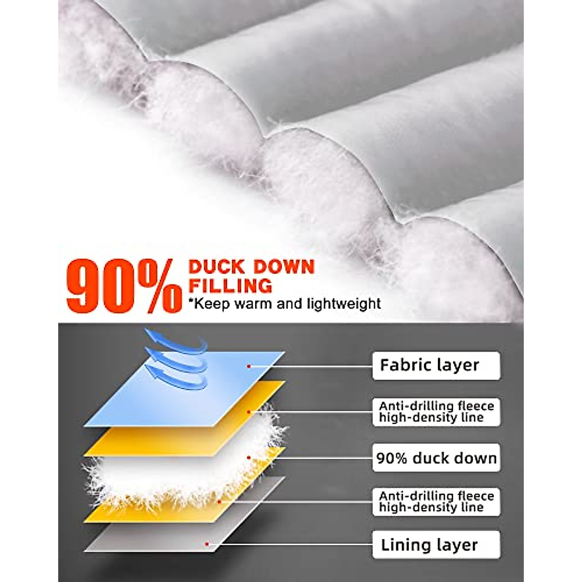 CAMELSPORTS Men's Winter Hooded Down Jacket with Thermal Heat Reflective Lining Lightweight Packable For Hiking