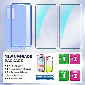 LeYi for Samsung A52 Case, Galaxy A52 5G Case with [2 x Tempered Glass Screen Protector & Lens Protector], Full-Body Shockproof Soft Liquid Silicone Protective Phone Case for Galaxy A52 5G, Violet