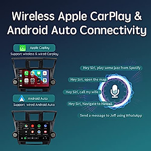 Wireless Apple Play Car Stereo with Bluetooth, ViaBecs 6GB 128GB 10.2 Inch Touchscreen Radio for Toyota Highlander 2008-2013 Android Auto Head Unit Support GPS Navigation, 5GHz WiFi, SWC, AM FM Radio