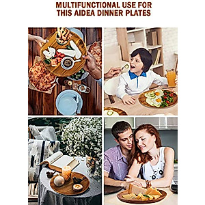 AIDEA Acacia Wood Dinner Plates, 11Inch Round Wood Plates Set of 4, Easy Cleaning & Lightweight for Dishes Snack, Dessert, Unbreakable Classic Plate