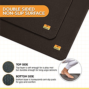 POGAMAT Premium Thick Yoga Mat - 6 ft X 4 ft x 8mm - Light Cardio Workout Mat - Extra Long Memory Foam Floor Mats for Yoga, Meditation and Stretching - Use For Any Exercise Without Shoes Black