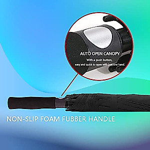 Goothdurs 62 Inches Golf Umbrella Automatic Open Windproof Waterproof Large Double Canopy Vented Rain Stick Umbrellas for Men Women