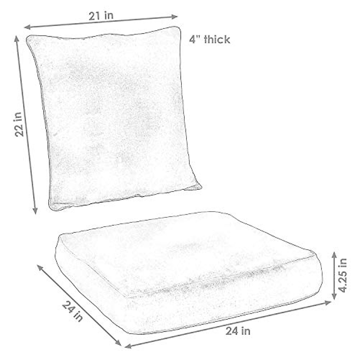 Sunnydaze Back and Seat Cushion Set for Indoor/Outdoor Furniture - 2-Piece Replacement Cushions for Deep Seating Patio Chair - Outside Pads for Porch, Deck and Garden Seats - Beige