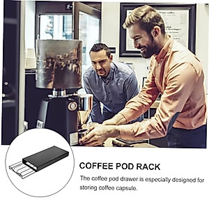 OKUMEYR Storage Rack Kitchen Storage Drawer Holder Espresso Mugs Coffee Holder Coffee Espresso Maker Shelf Holders Coffee Coffee Pod Rack Tea Stand Iron Black