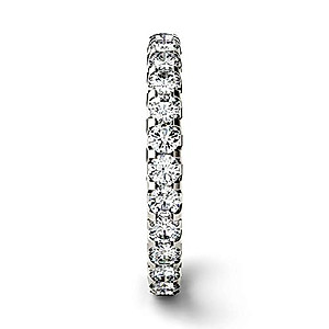 Charles & Colvard Forever One 2.2mm Round Cut Moissanite Eternity Band for Women | 1 cttw DEW | Lab Grown | Solid 14K White Gold with Rhodium | Size 6
