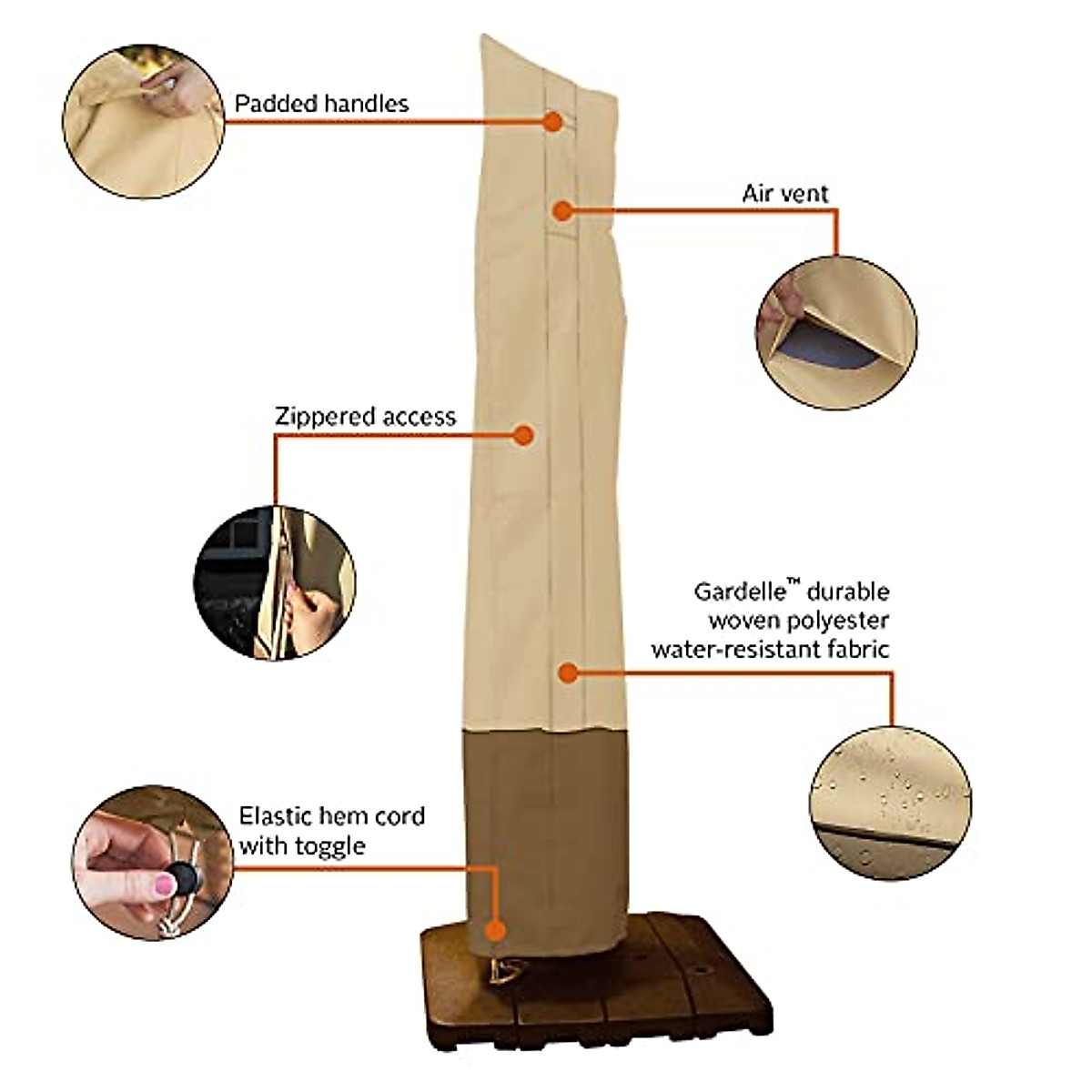 Classic Accessories Veranda Water-Resistant 13 Foot Offset Patio Umbrella & Frame Cover, Patio Furniture Covers