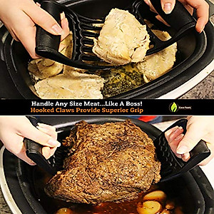 Cave Tools Talon-Tipped Meat Claws for Shredding Pulled Pork, Chicken, Turkey, and Beef- Handling & Carving Food - Barbecue Grill Accessories for Smoker, or Slow Cooker - Black