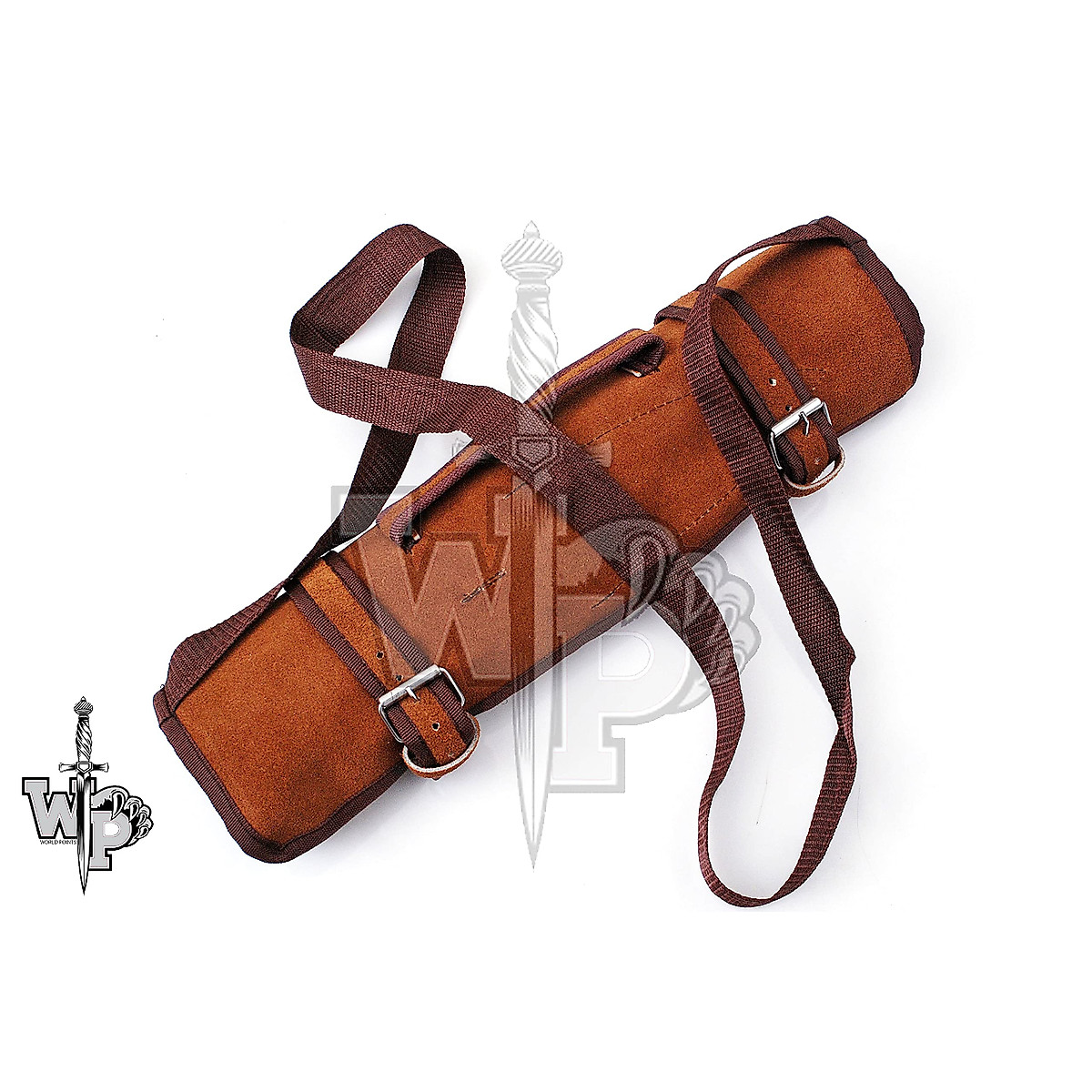 World Points 1027 Rose Wood Damascus Kitchen Knife Set Professional 6 Piece, Handmade Damascus Steel Chef Knife Set with Chopper/Cleaver And 6 Pocket Original Leather Roll Bag, WP-1027