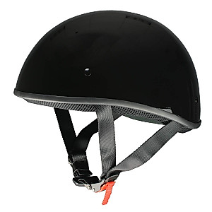 Milwaukee Helmets Bare Bones Glossy Black Half Motorcycle Helmet for Men and Women DOT Approved MPH9711DOT - Large