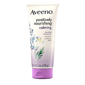 Aveeno Positively Nourishing Calming Body Lotion with Lavender, Chamomile, Soothing Oatmeal & Shea Butter, Daily Moisturizing Lotion for All-Day Hydration & Dry Skin Relief, 7 Oz