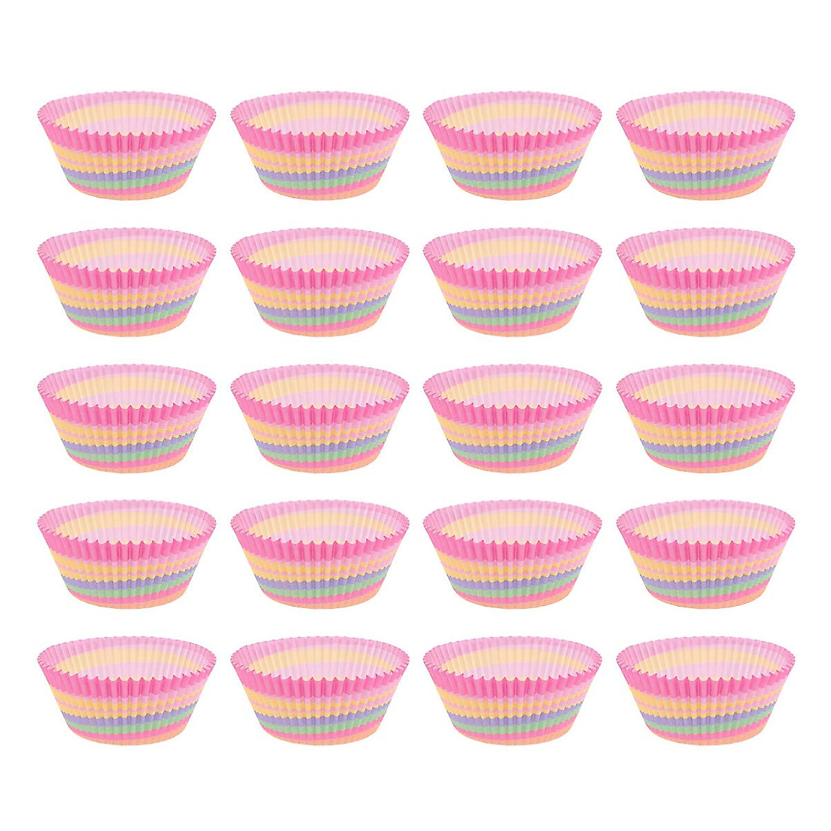 NUOBESTY 100pcs Cupcake Liners Rainbow Greaseproof Oil Proof Cupcake Wrappers Cake Cups Dessert Wraps for Birthday Party Baby Shower