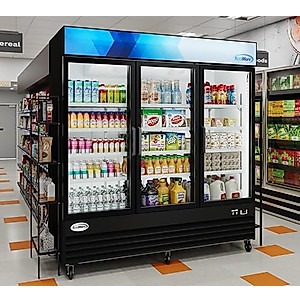 KoolMore - MDR-3GD Koolmore 78 1/4" Commercial Glass 3 Door Display Refrigerator Merchandiser - Upright Beverage Cooler with LED Lighting - 53 Cu. Ft. Black