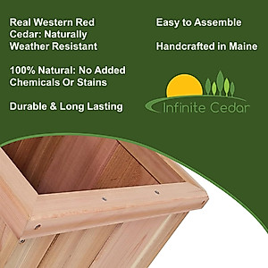 Premium Cedar Square Planter (16.5" x 16.5" x 13.5") for Growing Flowers, Plants, and Herbs; Ideal for Patio, Porch, Garden, Balcony, Deck, or Other Outdoors Locations; 100% Natural Cedar Wood
