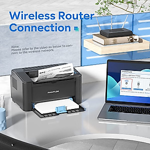 Pantum Laser Printer - Wireless Black and White Laser Monochrome Printers for Home Use, Small Compact Designe, Support Windows and Mac, P2502W Printer Printing at 23PPM