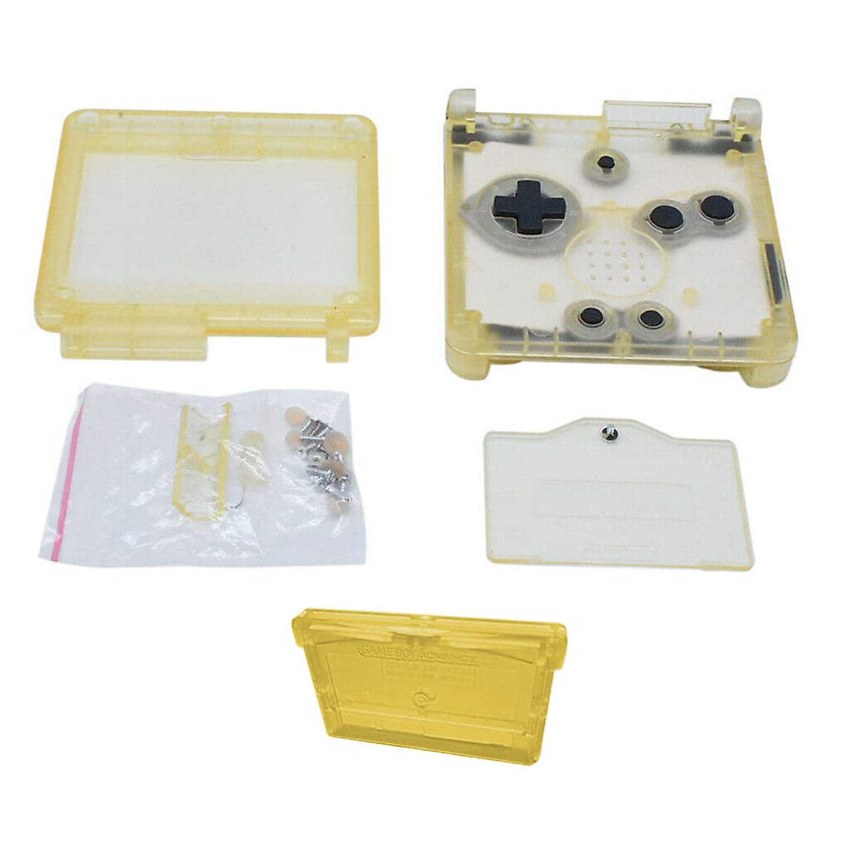 Cowhilan Replacement Clear Full Housing Shell Case Compatible with Gameboy Advance SP GBA SP Console, Send with Game Card Shell, Transparent Yellow