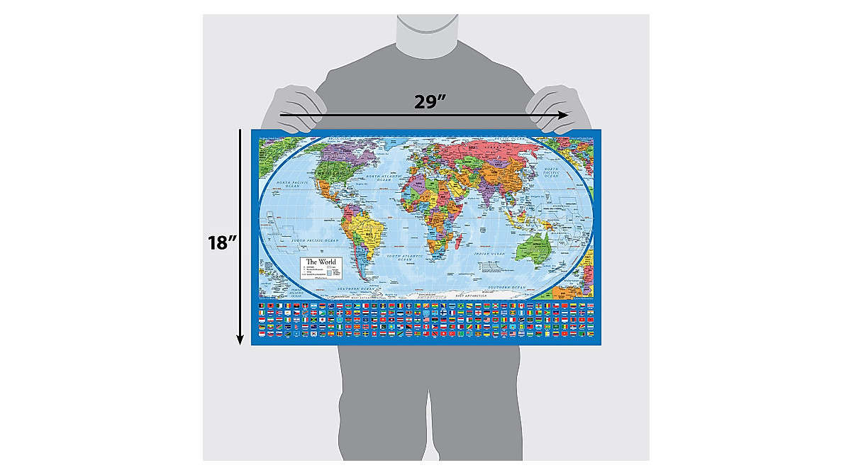2 Pack Laminated World & USA Map Set - Equal Earth Projection