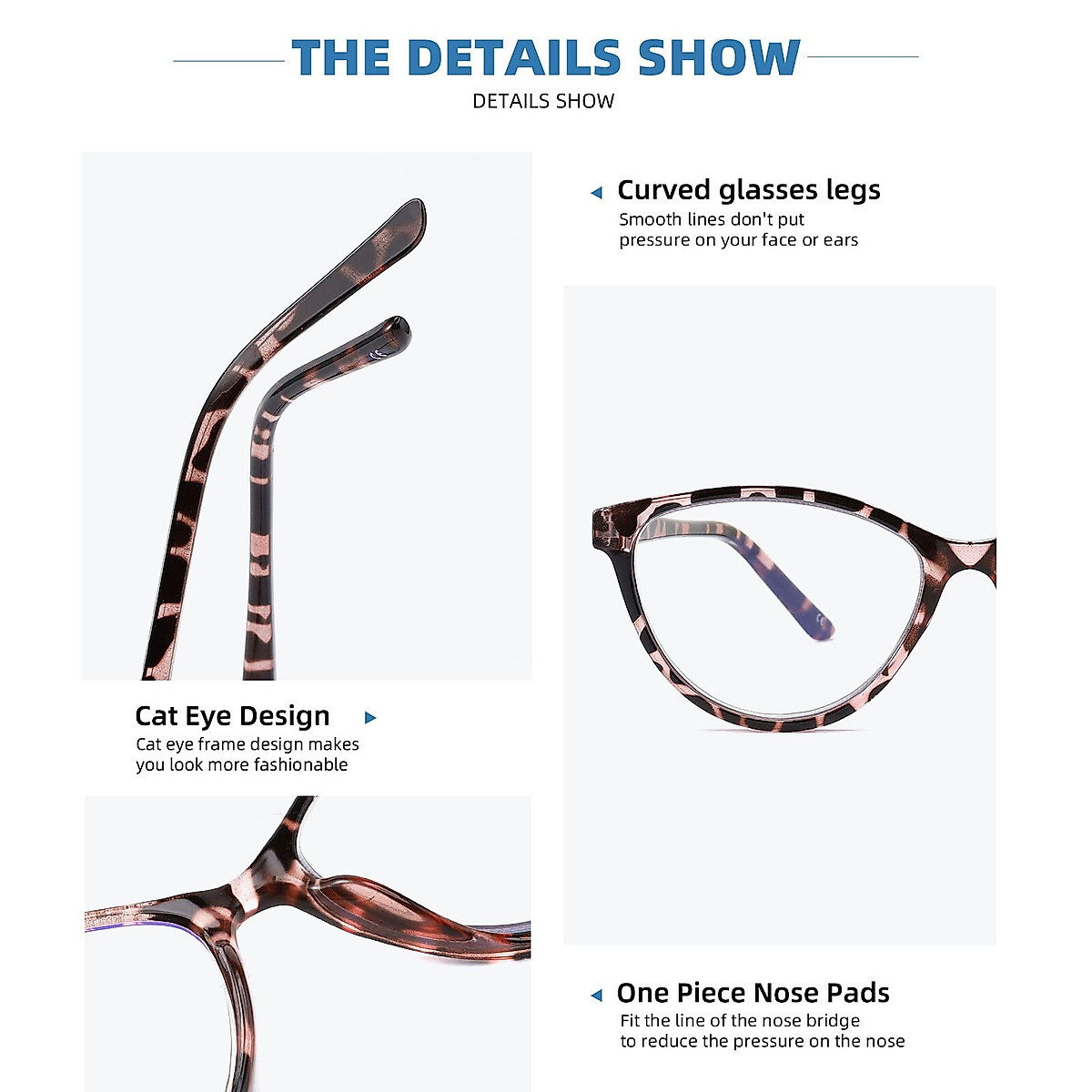 JAWSOCK 4 Pack Reading Glasses Blue Light Blocking for Women,Designer Cat Eye Frame Ladies Computer Readers,Anti Glare/UV Ray Eyeglasses 1.75