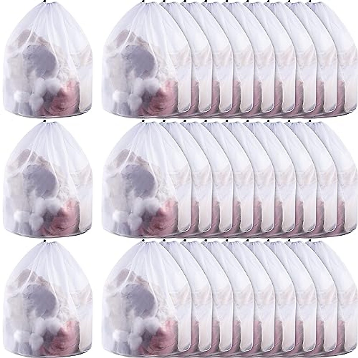 Fine Mesh Laundry Bag with Drawstring White Heavy Duty Mesh Bag Machine Washable Sheet Drawstring Bag Net Wash Bag Laundry Washing Bag for Delicates College Dorm, X-Large (12 Pcs)