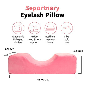 Seportnery Eyelash Pillow for Lash Extensions - Comfortable Memory Foam Bed Neck Pillows Suitable for Beauty & Grafting Salon to Provide Cervical Pillow Support Protection(Pink)…