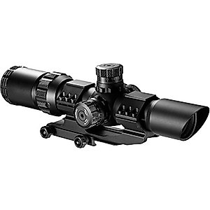 Barska Compact Rifle Scope Red/Green Illuminated Mil-Dot Reticle with Cantilever Rings - 1-4x28