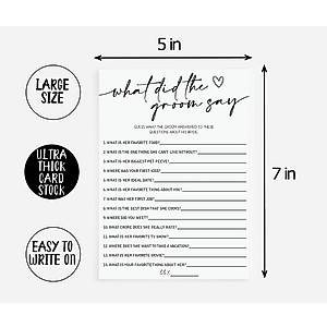 All Ewired Up 50 Bridal Shower Games What Did the Groom Say? (50-Cards) Fun Wedding Game Activity, Decorations, Engagement Party, Rehearsal Dinner, Minimalist Script