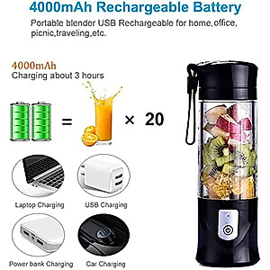 Portable Blender, Toycol Personal Size Blender for Shakes and Smoothies with 6 Ultra Sharp Blades,13.5Oz Mini Blender USB Rechargeable for Travel/Picnic/Office/Gym/Father's Day gift