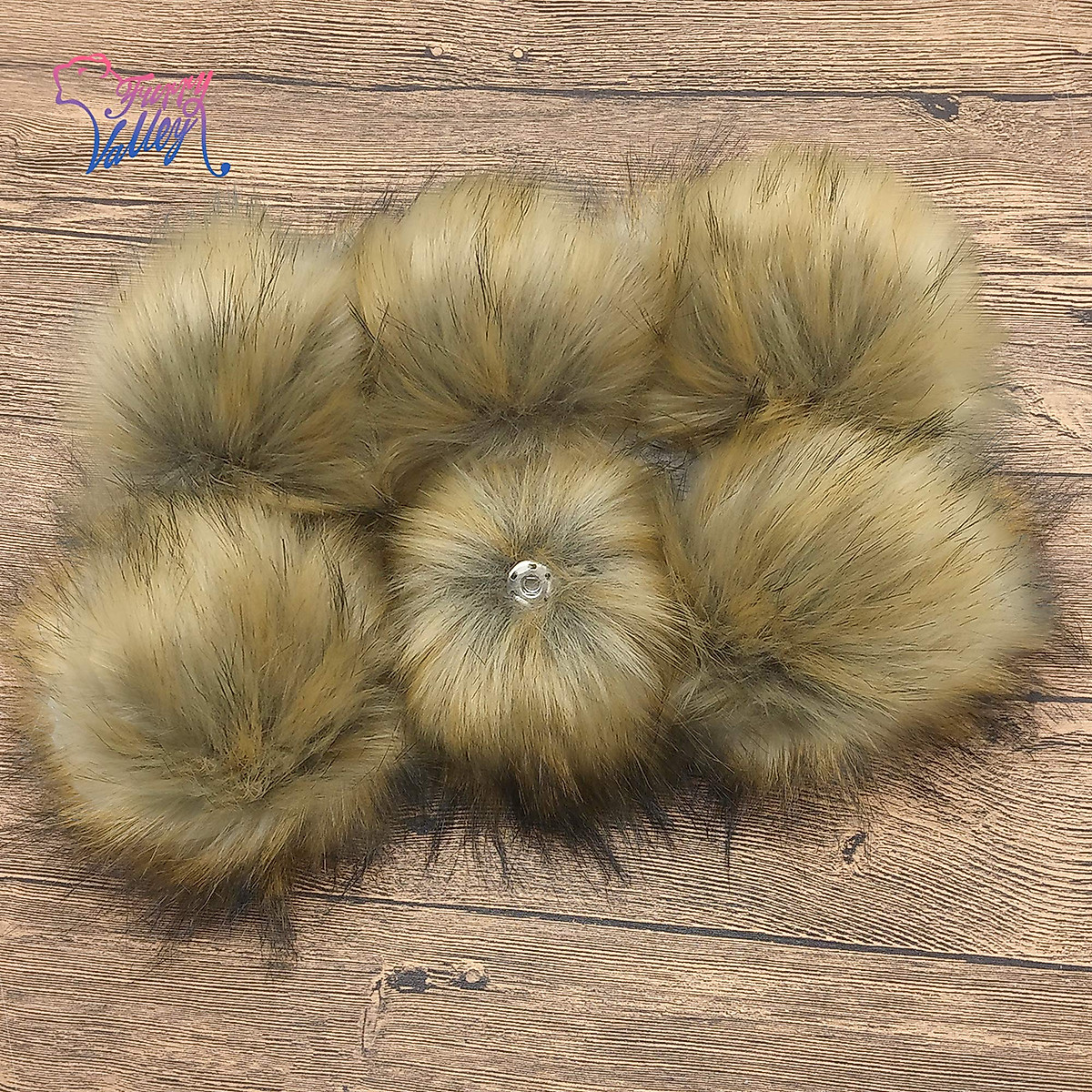 Furryvalley Faux Fur Pompom 6pcs DIY Crafts Fluffy Balls for Hat Shoes Scarves with Snap Fastener Removable Knitting Hat Horse Riding Hat Silk Accessories 6 Inch Extra Large(Brown)