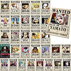 Looyat 30 Pcs Poster, 29cm*20cm Wanted Poster Including Popular Ranking Characters Bright