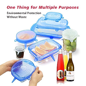 SXunacou 14 piece set circular square silicone dustproof and fresh-keeping cover, kitchen and household stretchable refrigerator microwave sealing and fresh-keeping film (white)