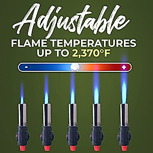 Kitchen Torch With Butane included - Refillable Butane Torch With Safety Lock & Adjustable Flame + Fuel gauge - Culinary Torch, Creme Brulee Torch for Cooking Food, Baking, BBQ, 2 Cans Included