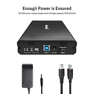 Inateck 3.5 Hard Drive Enclosure, Aluminum USB 3.0 Sata HDD Enclosure, FE3001