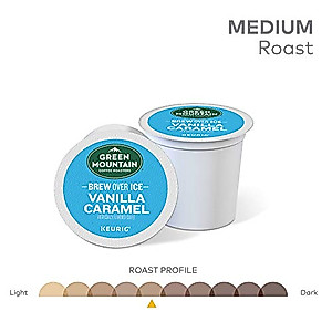 Green Mountain Coffee Roasters Brew Over Ice Vanilla Caramel, Single Serve Keurig K-Cup Pods, Flavored Iced Coffee, 12 Count