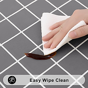 Spotjoy Rectangle Table Cloth, Waterproof Vinyl Tablecloths with Flannel Backing, Wipeable Plastic Plaid Table Cover for Dining, Picnic, Indoor and Outdoor (52" x 70", Grey)