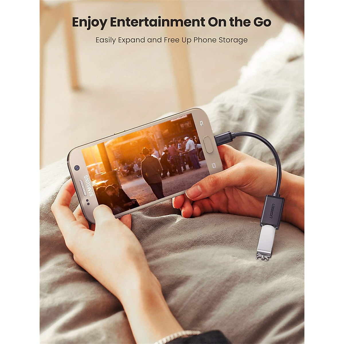 UGREEN Micro USB 2.0 OTG Cable On The Go Adapter Male Micro USB to Female USB Compatible with Samsung Phone S7 S6 Edge S4 S3 LG G4 Controller Android Windows Smartphone Tablets 4 Inch Black