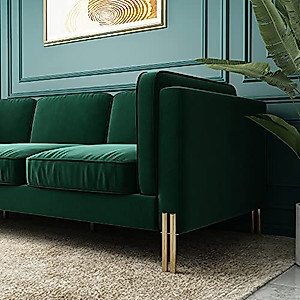 ANTTYBALE 95" Sofa for Living Room,3-Seater Modern Velvet Couch with Armrests (Green)